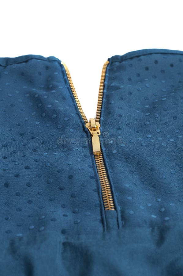 Golden Zipper on a Blue Garment Stock Photo - Image of garment, stylish ...