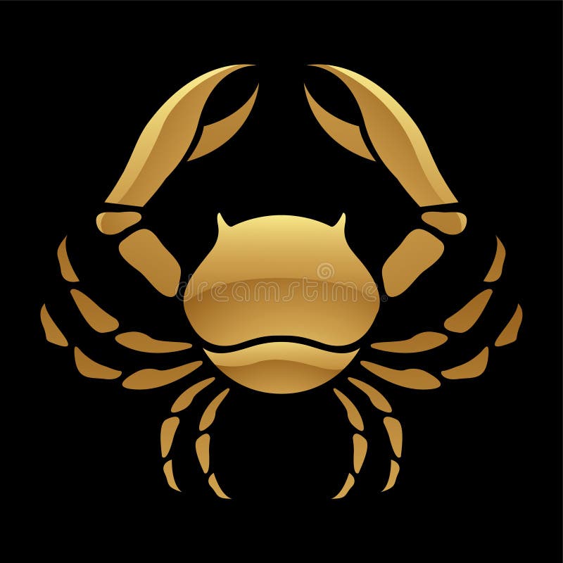 Golden Zodiac Sign Cancer On Black Background Stock Vector