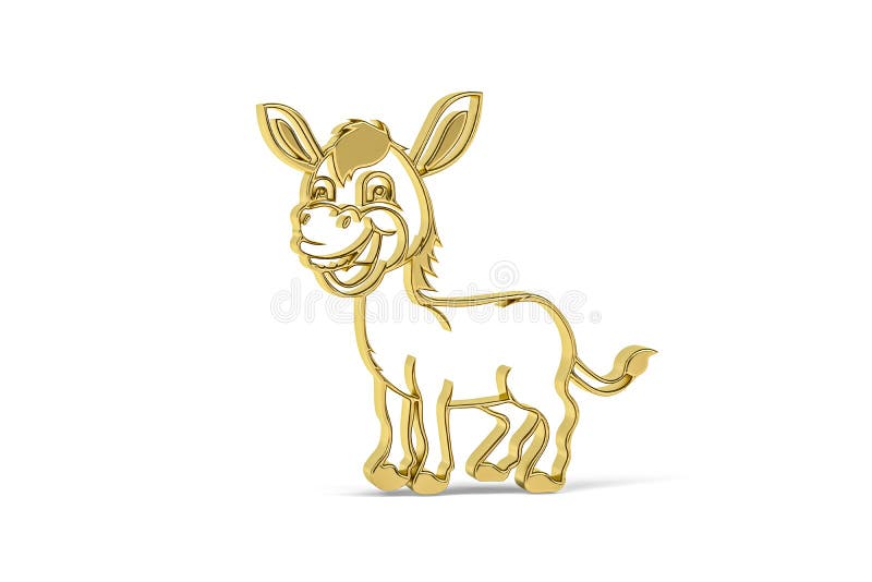 Goldene 3d Esel-Symbol Auf Weißem Hintergrund Isoliert Stock Abbildung ...