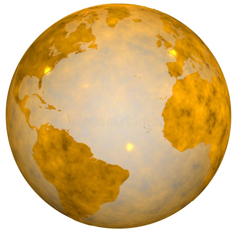 Goldene Erde-Kugel-Welt stock abbildung. Illustration von afrika - 3592573