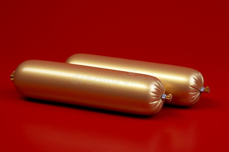 Goldene Gekochte Wurst Auf Braun Stockfoto - Bild von hintergrund ...