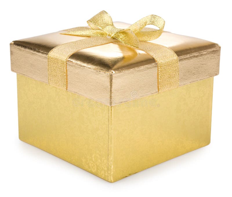 Goldene Geschenkbox stockfoto. Bild von dekor, geschenke - 34477840