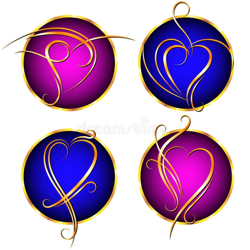Goldene Herz-Locken vektor abbildung. Illustration von rolle - 36363367