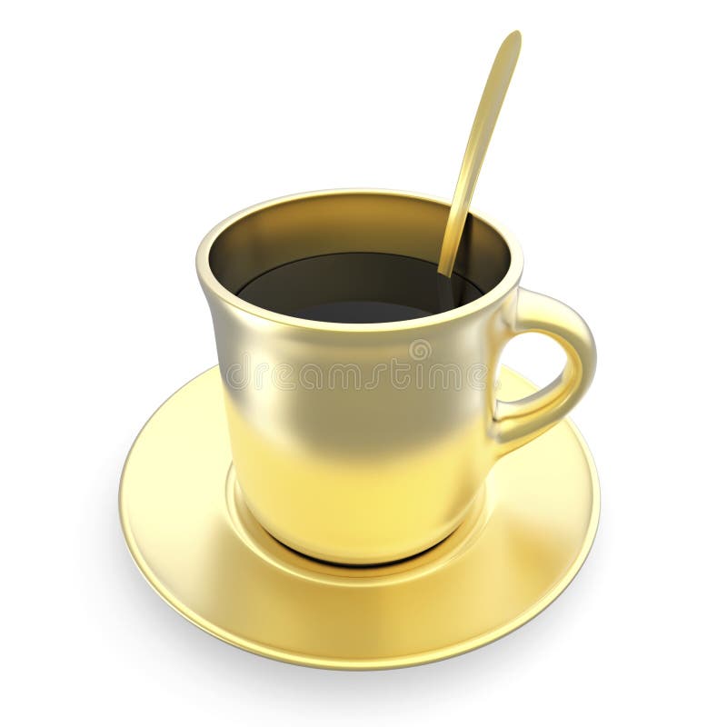 Goldene Kaffeetasse stock abbildung. Illustration von luxus - 27874809