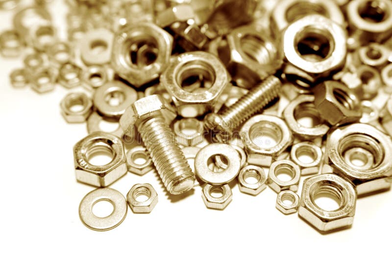 Goldene Muttern Und Schrauben Stockbild - Bild von schraube, schrauben ...