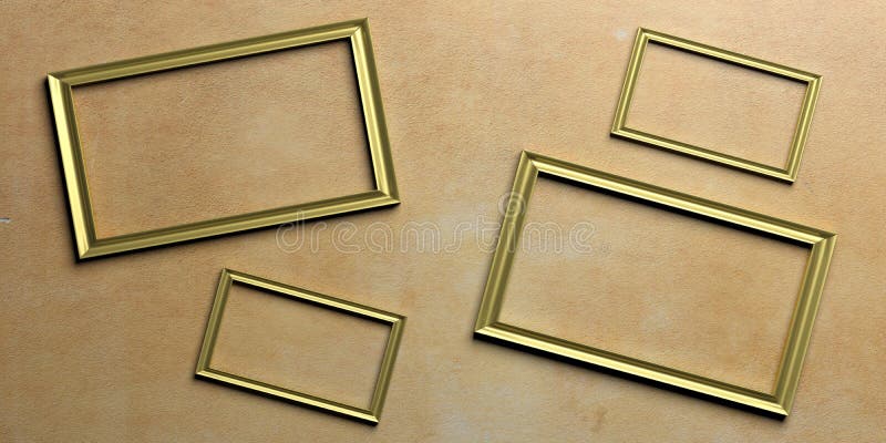 Goldene Rahmen Auf Gemalter Wand Abbildung 3D Stock Abbildung ...