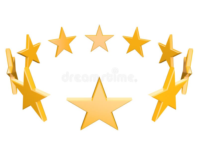 Gold-Sterne-Bewertung Mit Fünf Goldenen Sternen Stock Abbildung ...