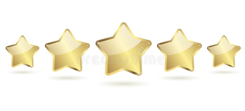 5 Goldene Sterne Mit Schatten in Einer Reihe Vektor Abbildung ...