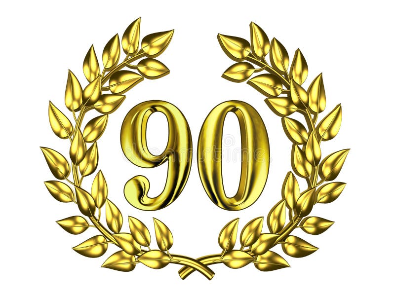 Goldene Zahl Von 90 in Einem Goldkranz Stock Abbildung - Illustration ...