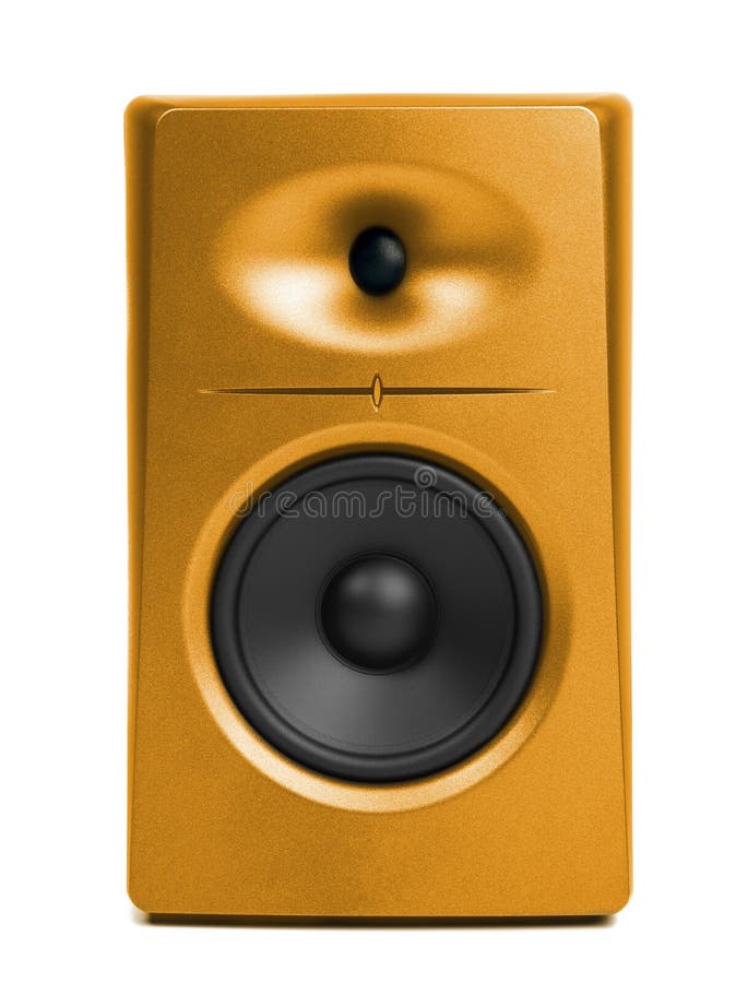 Goldener Audiosprecher (solider Studiomonitor) Stockfoto - Bild von ...