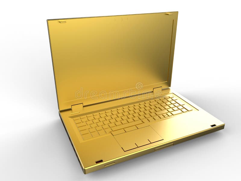 Goldener Laptop stock abbildung. Illustration von kommunikation - 83295973