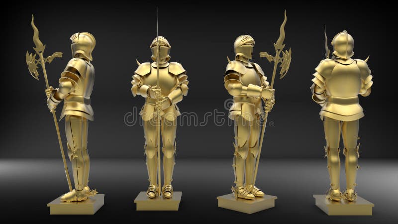 Goldener Mittelalterlicher Ritter Stock Abbildung - Illustration von ...