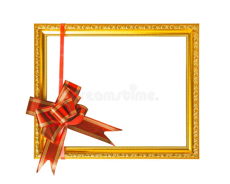 Goldener Rahmen Mit Rotem Seidigem Bogen Stock Abbildung - Illustration ...