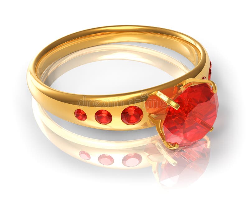 Goldener Ring Mit Roten Juwelen Stock Abbildung - Illustration von ...
