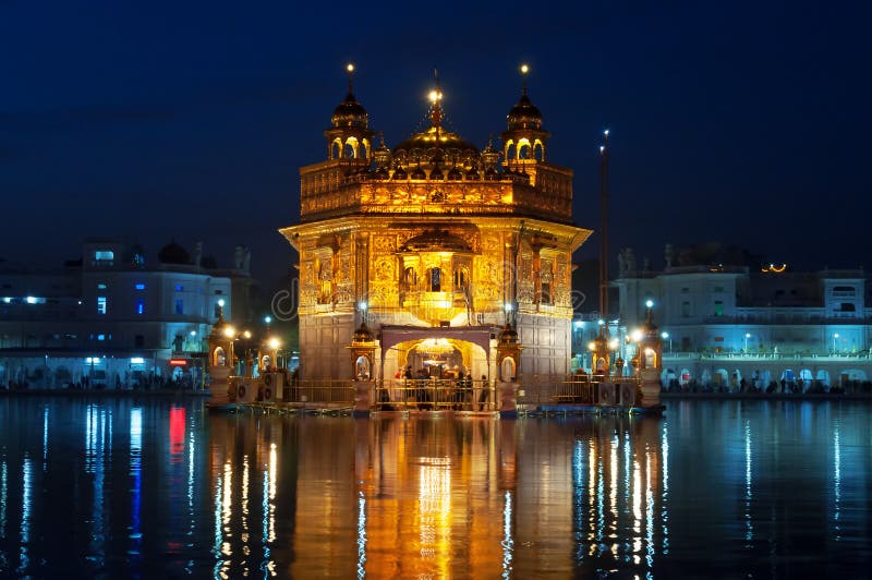 Goldener Tempel Nachts Amritsar Indien Stockfoto - Bild von nacht ...