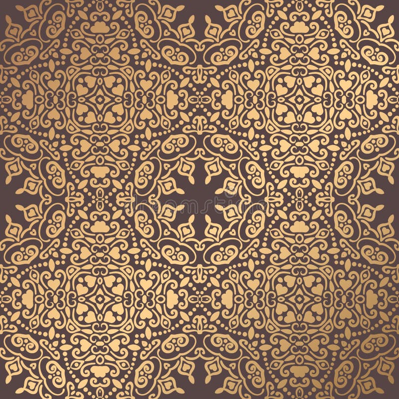 Goldenes Arabesken-Muster vektor abbildung. Illustration von goldenes ...