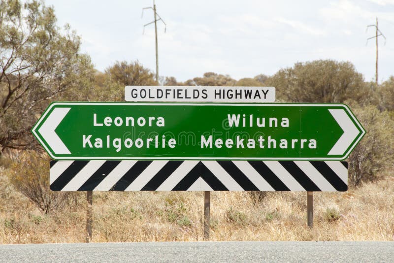 Goldfields Highway Sign stock image. Image of desert - 106303479