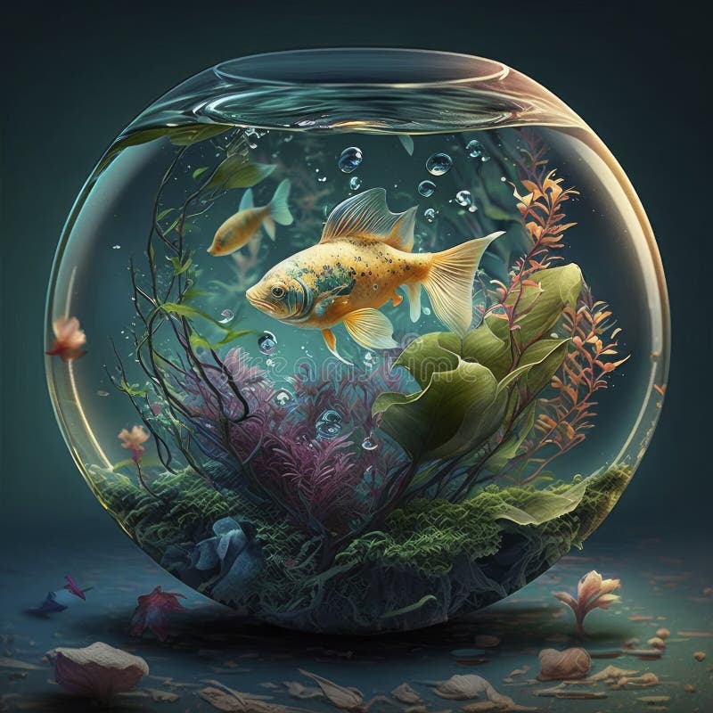 Goldfish in the Aquarium Generative AI Illustration Stock Photo - Image ...