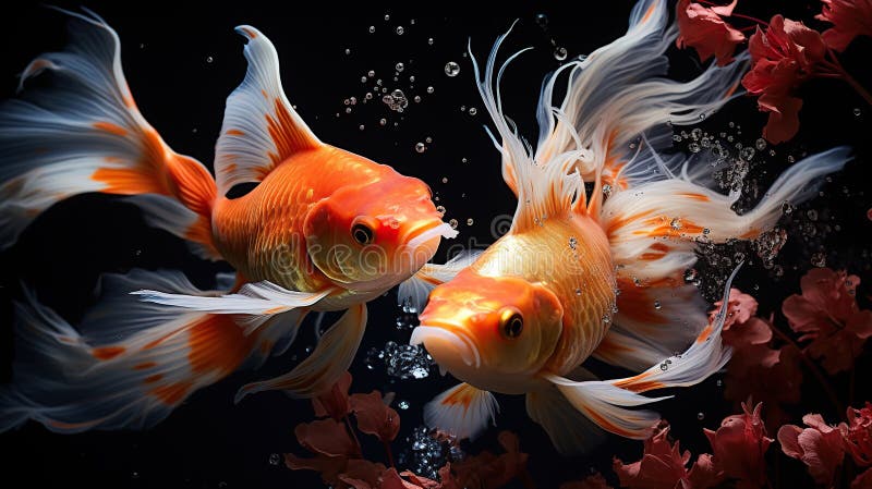 Goldfish in Aquarium with Water Drops Stock Illustration - Illustration ...
