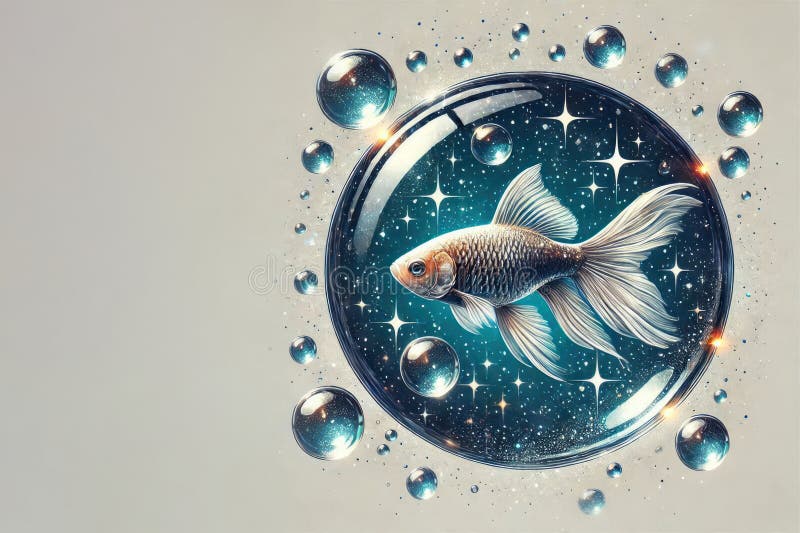 Goldfish in a Bubble. Space for Text. Stock Photo - Image of artistic ...
