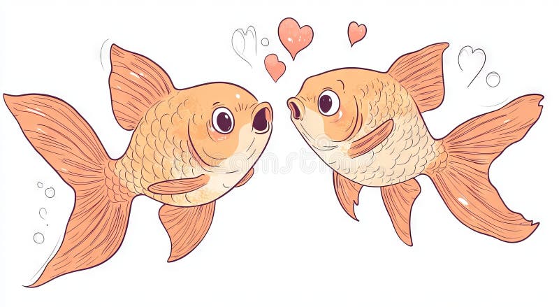 Goldfish Characters from a Cartoon, Playfully Facing Off Against Each ...