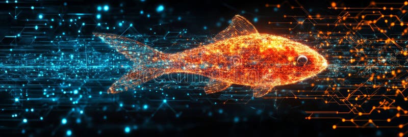Goldfish Composed of Digital Particles Swims through an Abstract ...
