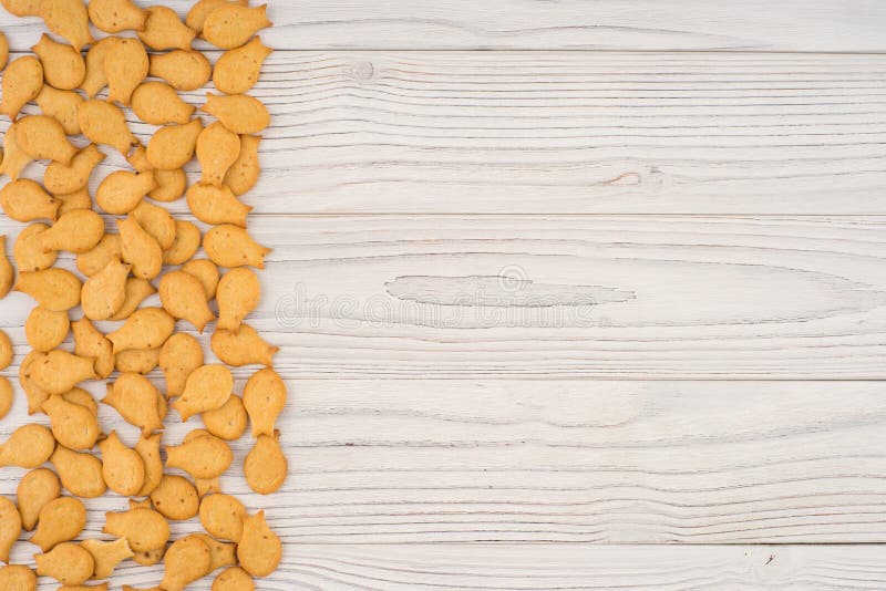 Goldfish Crackers on an Old Wooden Table. Stock Photo - Image of roast ...