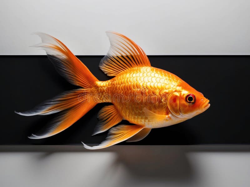 Goldfish Design Beautiful Gold Fish on Black Background. Stock Photo ...