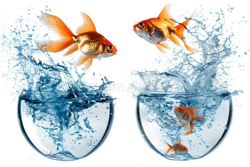 Goldfish Escape Chance Concept, Fish Thinking Out of the Box and ...