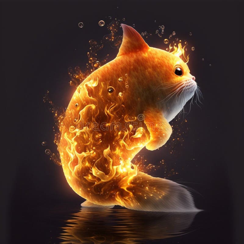 A Goldfish with Flames on Its Face is Shown in this Illustration. Stock ...