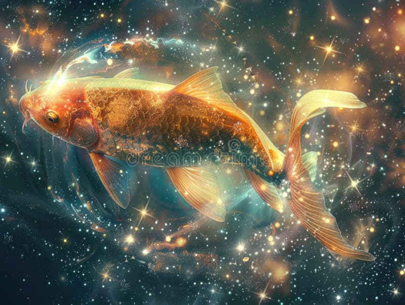Goldfish in Galaxy stock image. Image of aquatic, swimming - 376771927