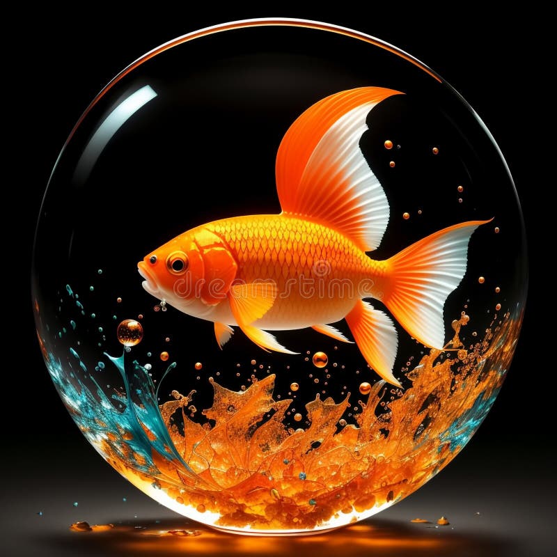 Goldfish in a Glass Ball. Generative AI Stock Illustration ...