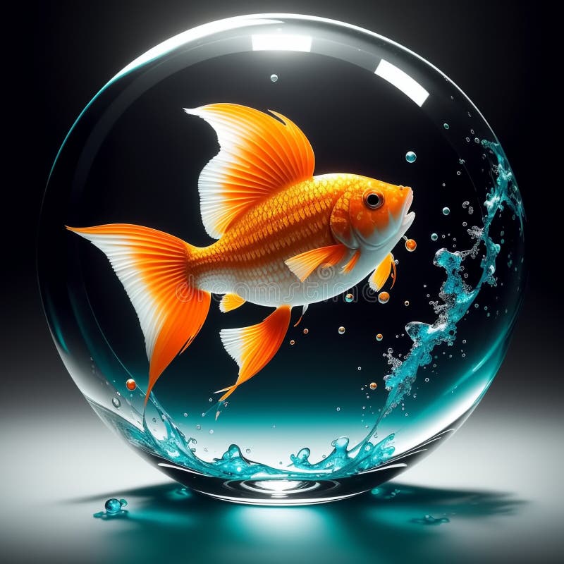 Goldfish in a Glass Ball. Generative AI Stock Illustration ...
