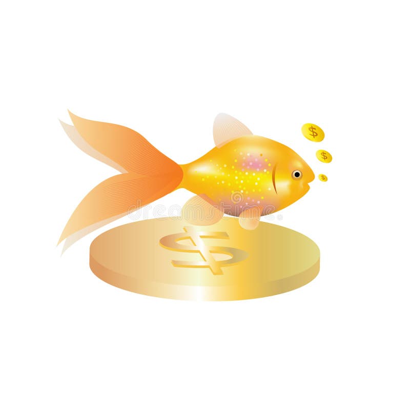 Goldfish and gold coin stock vector. Illustration of baby - 42928629