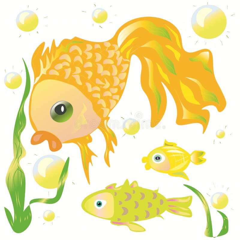 Goldfish and her friends stock illustration. Illustration of yellow ...
