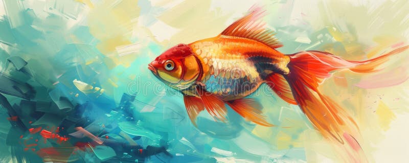 Goldfish Leap in Abstract Expressionism Stock Image - Image of dynamic ...