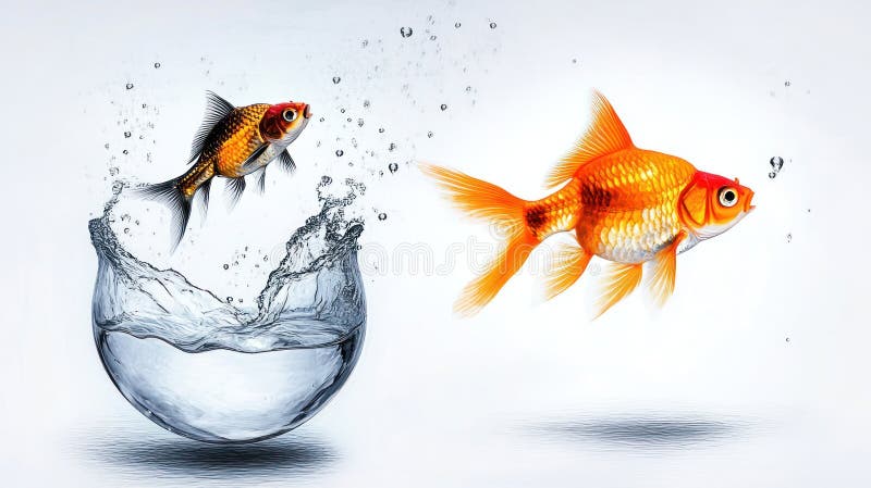 Goldfish Leaping Out of Water Symbolizing Growth and Progress in ...