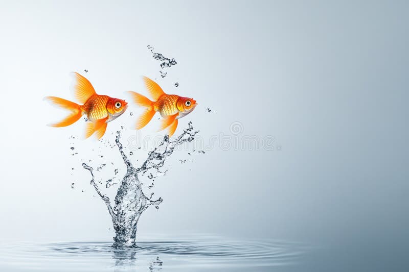 Goldfish Leaping Out of the Water Symbolizing Growth and Progress in ...