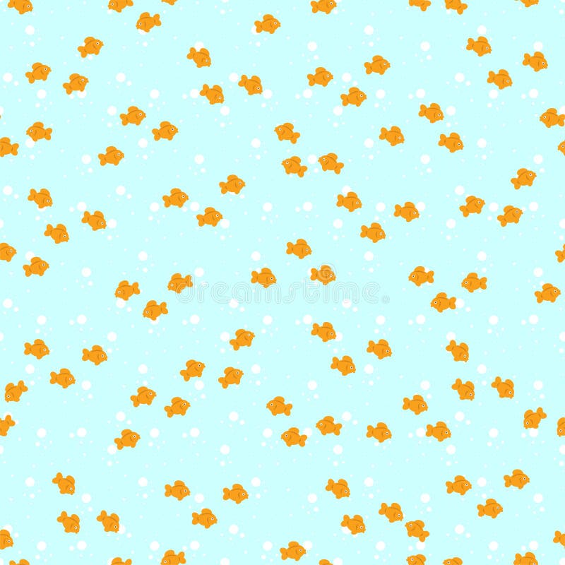 Goldfish Seamless Pattern. Vector Background with Fishes in the ...