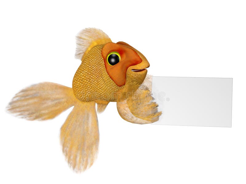 Goldfish with a sign stock illustration. Illustration of blank - 6693876
