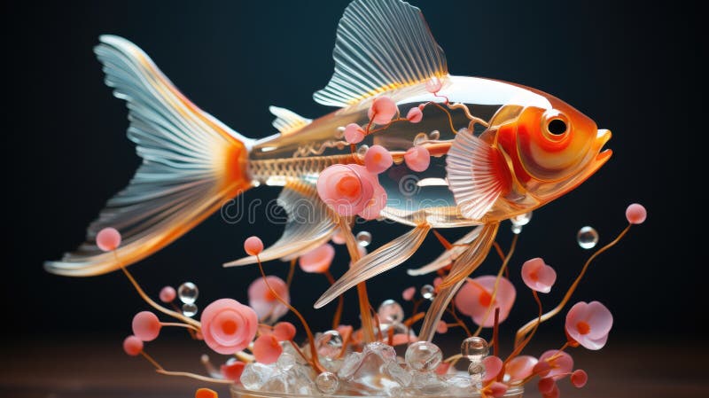 Goldfish Skeleton Fish 3d Illustration, AI Stock Illustration ...