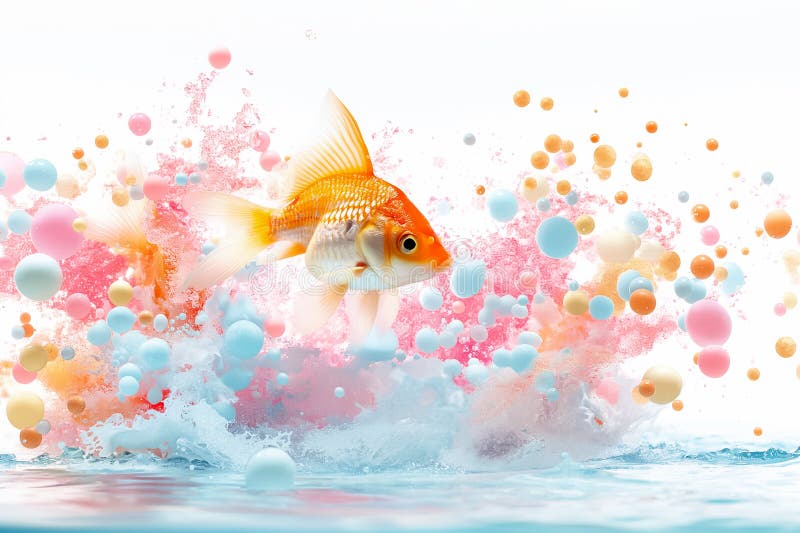 Goldfish Leap Water Splash Aquarium Vibrant Background Nature Scene ...