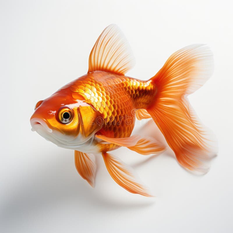 A Goldfish is Standing on a White Surface Stock Illustration ...