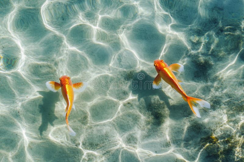 Goldfish Swimming in Clear Water. Stock Photo - Image of water ...
