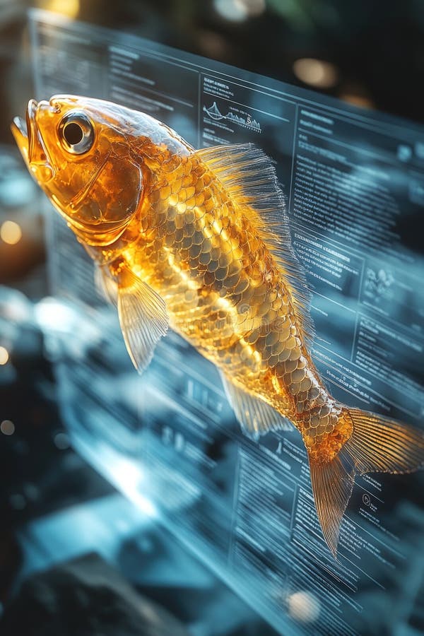 A Goldfish Swimming in Front of a Computer Screen Stock Image - Image ...