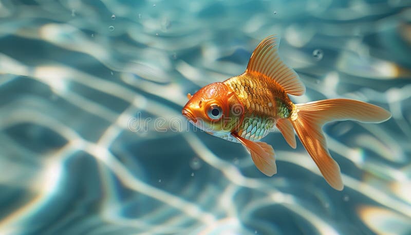 Goldfish Swimming in Water with Bubbles Stock Image - Image of aquatic ...