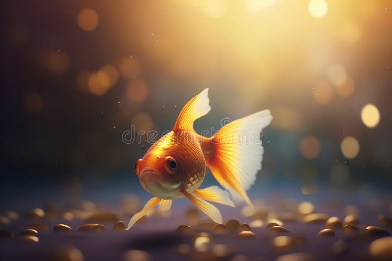 Goldfish Swimming in the Water. 3d Rendering. Computer Digital Drawing ...