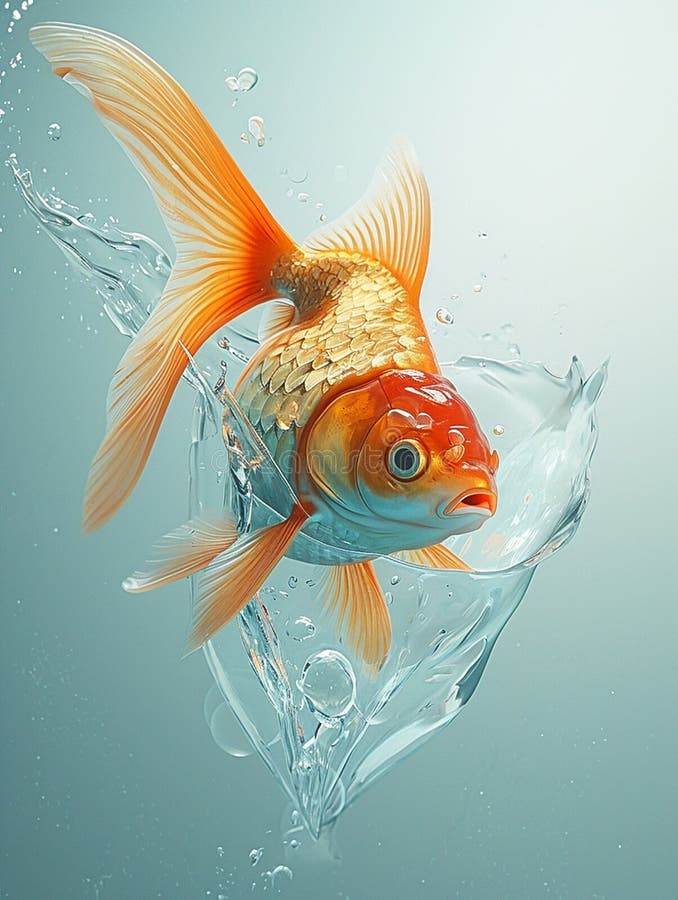 Goldfish that is Swimming in the Water Stock Illustration ...