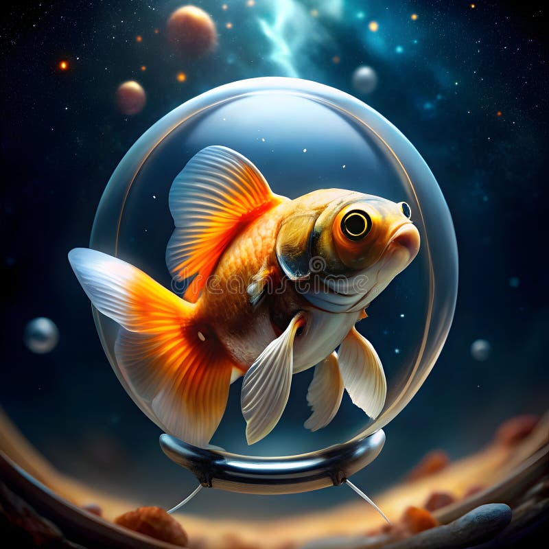 Goldfish Wearing a Tiny Helmet, Riding a Bicycle As Stock Illustration ...