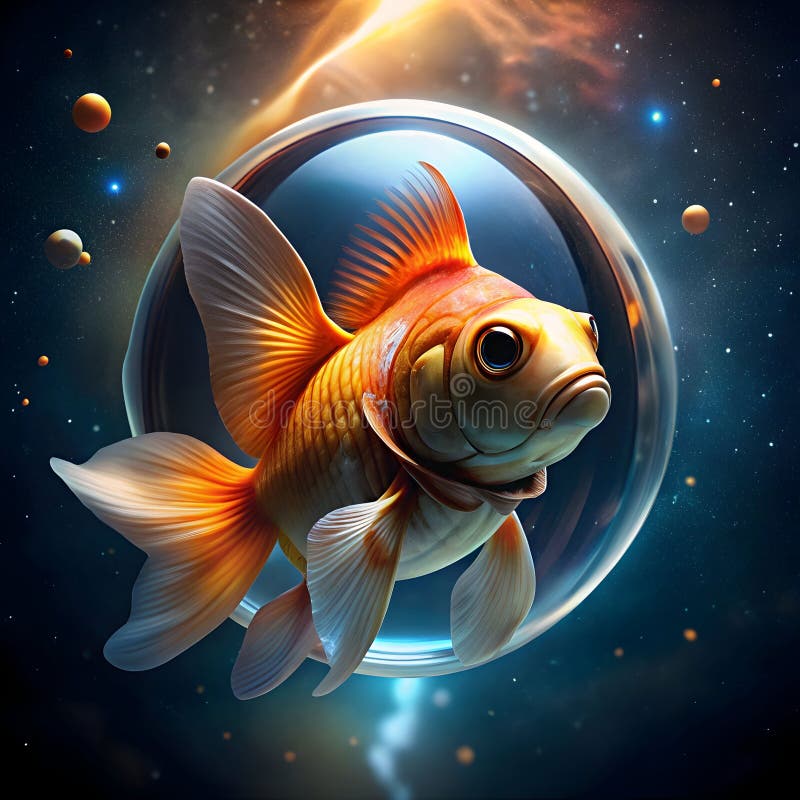 Goldfish Wearing a Tiny Helmet, Riding a Bicycle As Stock Illustration ...